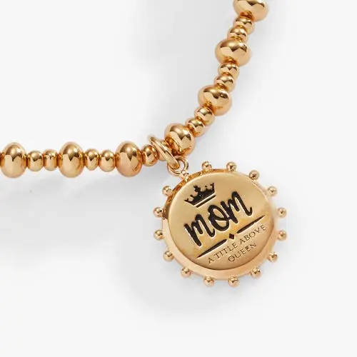 ALEX AND ANI Mom, A Title Above Queen" Charm Bracelet - Gold