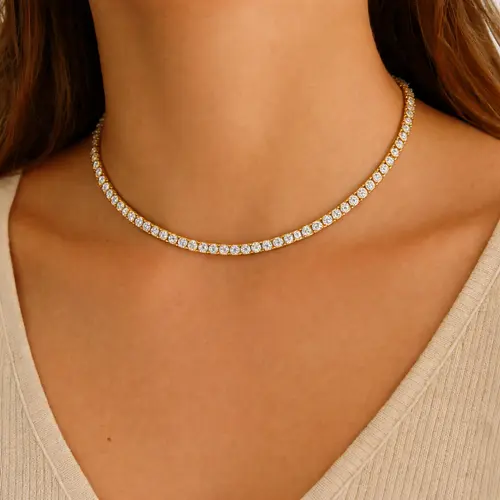 DONATELLO GIAN Tennis Necklace And Stud Earrings Set