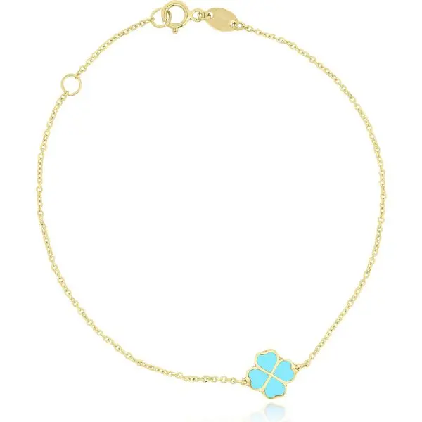 THE LOVERY FINE JEWELRY Lucky Clover Charm Bracelet - Turquoise