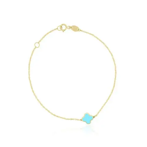 THE LOVERY FINE JEWELRY Mini Single Clover Bracelet - Turquoise