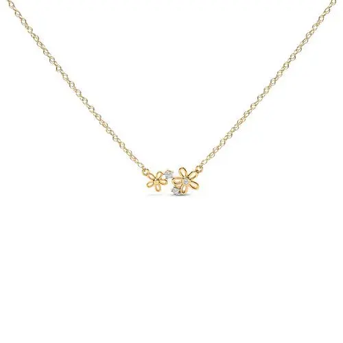 HAUS OF BRILLIANCE 14k Yellow Gold Plated Sterling Silver Floral Pendant Necklace - Yellow Gold Over Silver