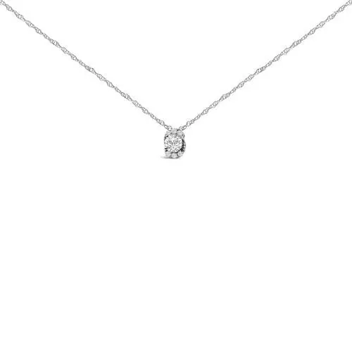 HAUS OF BRILLIANCE Sterling 1/2 Cttw Lab Grown Diamond Oval Halo Pendant Necklace - Silver