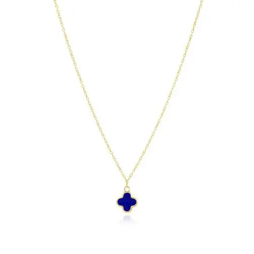 THE LOVERY FINE JEWELRY 14k Yellow Gold Clover Necklace - Lapis