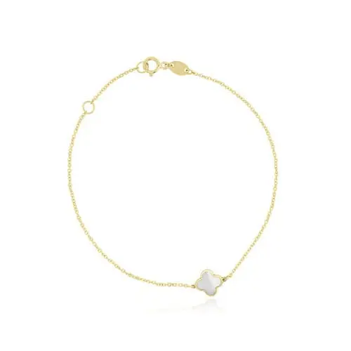 THE LOVERY FINE JEWELRY Mini Single Clover Bracelet - Mother Of Pearl