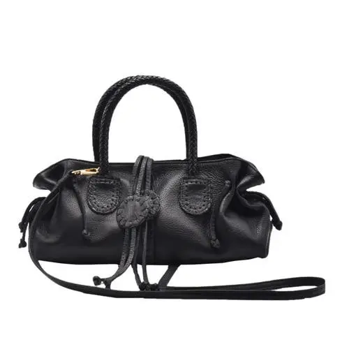 Carlos Falchi Mini Satchel Leather Bag - Black