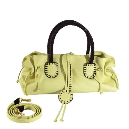 Carlos Falchi Mini Satchel Leather Bag - Lemon