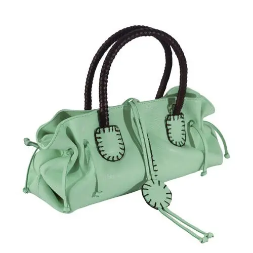 Carlos Falchi Mini Satchel Leather Bag - Lime