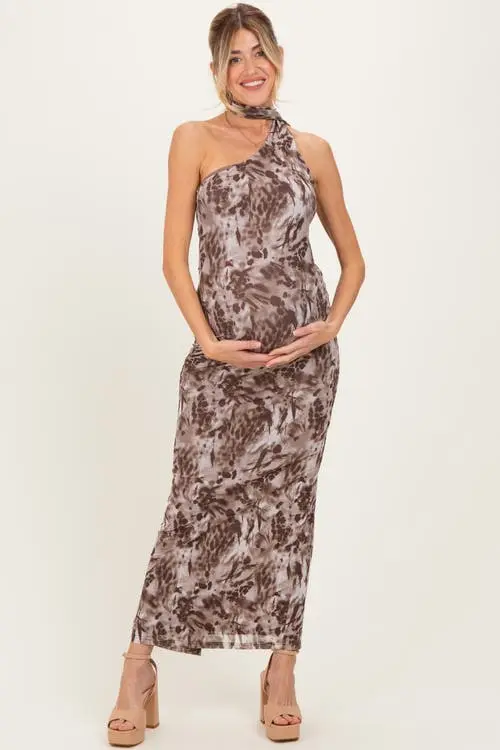PINKBLUSH Printed Halter Maxi Dress