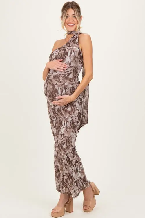 PINKBLUSH Printed Halter Maxi Dress