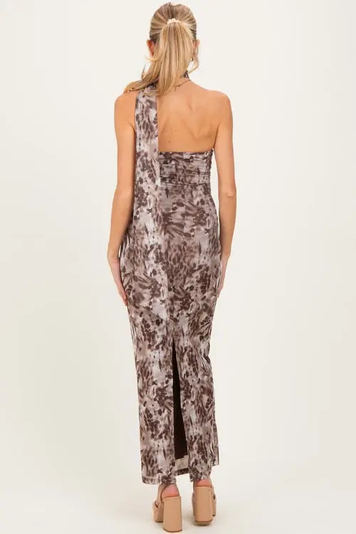 PINKBLUSH Printed Halter Maxi Dress