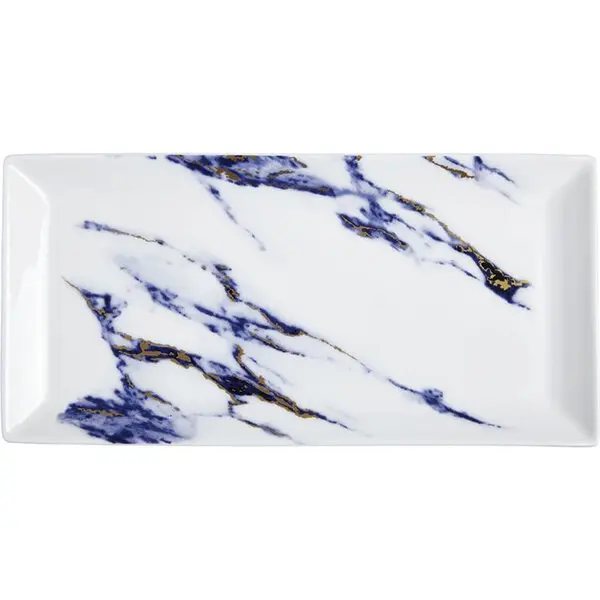 Prouna Marble Azure 13 Inch Sandwich/ Cake Tray - White