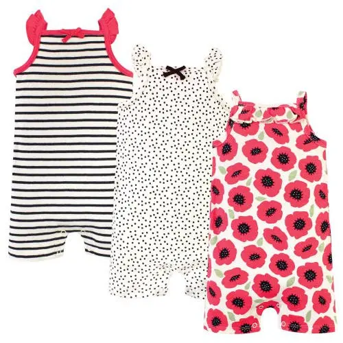 TOUCHED BY NATURE Organic Cotton Rompers - Poppy