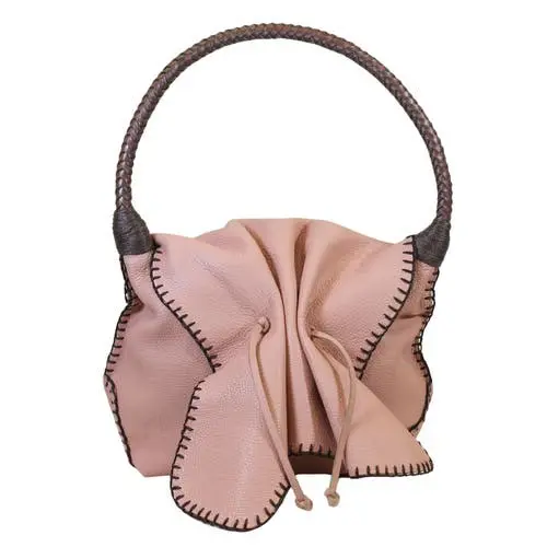 Carlos Falchi Leather Shoulder Bag - Dusty Rose