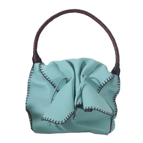 Carlos Falchi Leather Shoulder Bag - Teal