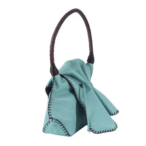 Carlos Falchi Leather Shoulder Bag - Teal