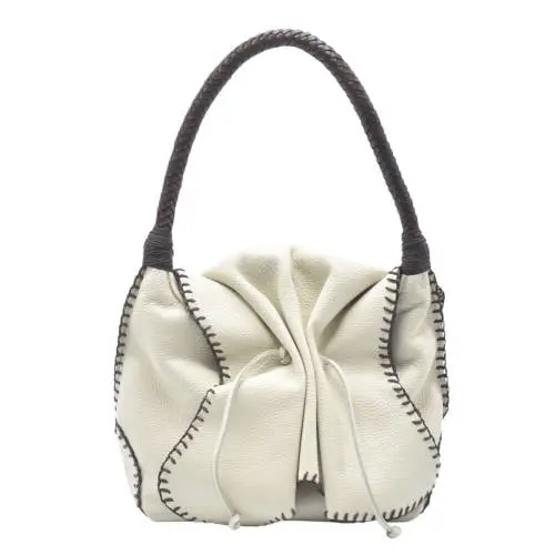 Carlos Falchi Leather Shoulder Bag - Winter White