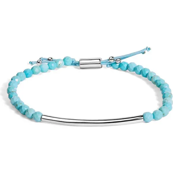 HAUS OF BRILLIANCE Sterling Turquoise Beaded Station Bracelet - Silver