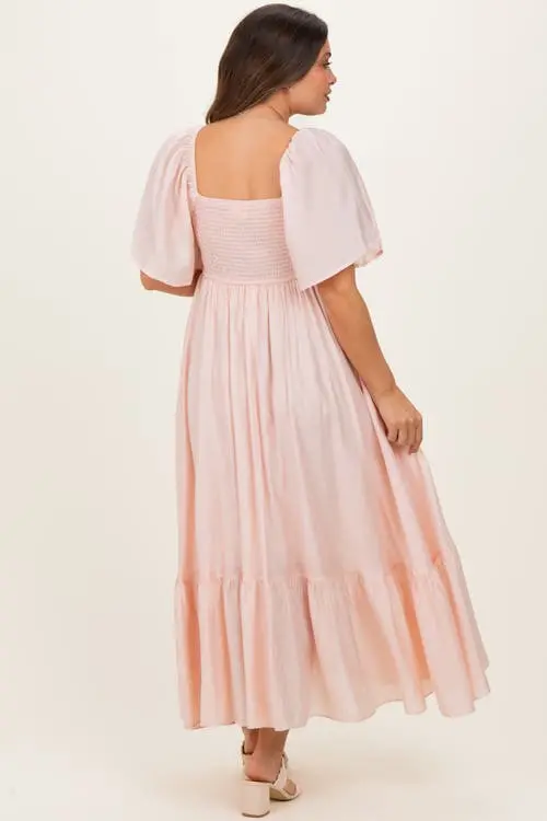 PINKBLUSH Flutter Sleeve Ruffle Hem Midi Dress