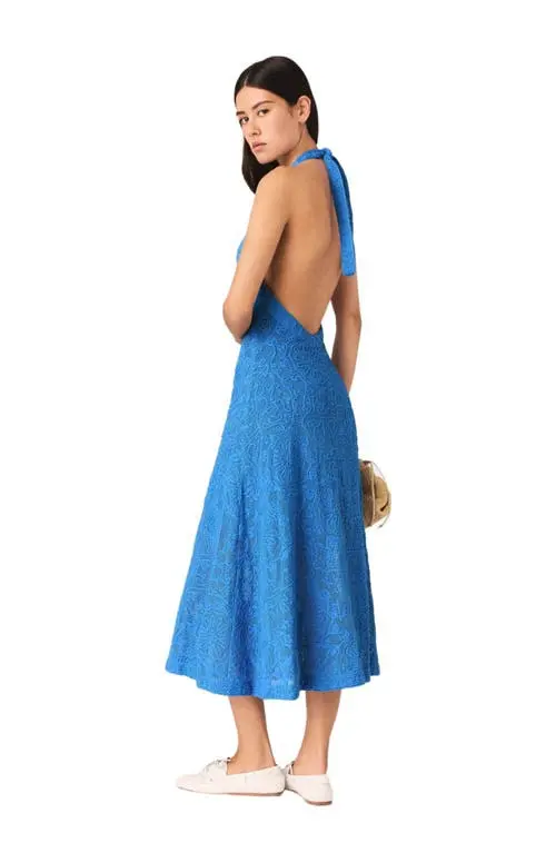 Maje Backless Guipure Maxi Dress