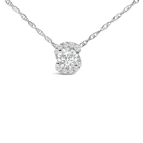 HAUS OF BRILLIANCE 925 Sterling 1.0 Cttw Lab Grown Round Diamond Pendant Necklace - Silver
