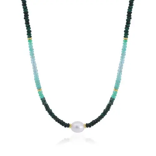 THE LOVERY Ombre Bead Pearl Necklace - Emerald