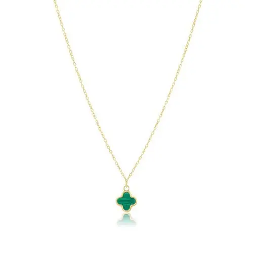THE LOVERY FINE JEWELRY Mini Single Clover Necklace - Malachite