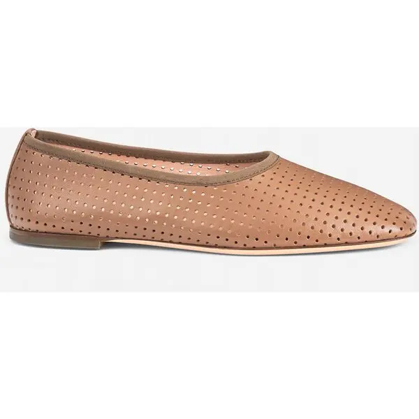 Agl Lucy Perforated Ballerina Flat - Cocoa Nappa