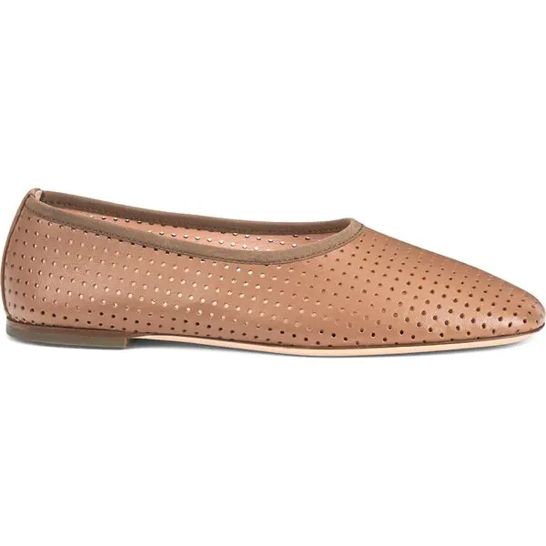 Agl Lucy Perforated Ballerina Flat - Cocoa Nappa