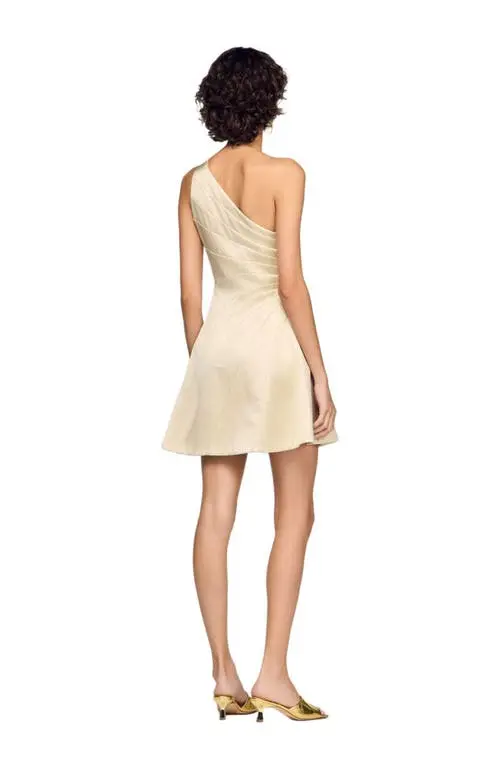 Sandro Satin-effect Cutaway Mini Dress - Latte