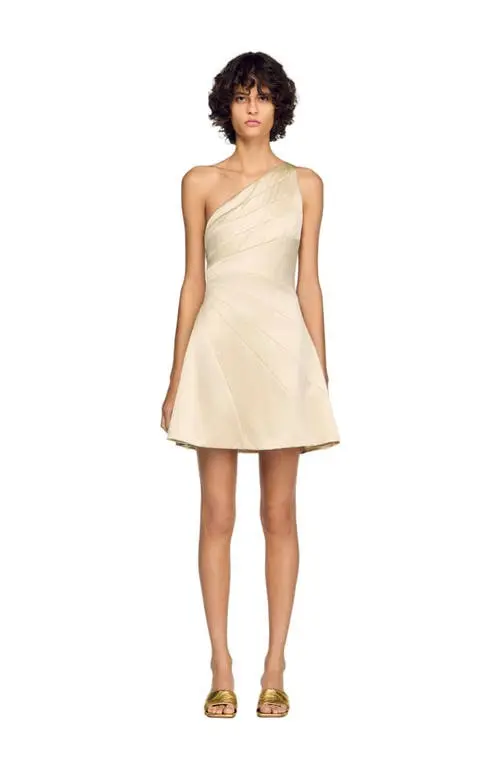 Sandro Satin-effect Cutaway Mini Dress - Latte