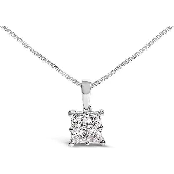 HAUS OF BRILLIANCE Sterling 1/2cttw Princess-cut Diamond 4-stone Pendant Necklace - Silver