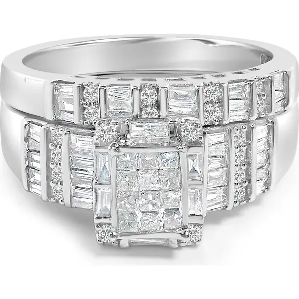 HAUS OF BRILLIANCE Sterling 1.0 Cttw Diamond Engagement Ring Set - Silver