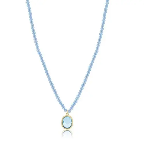 THE LOVERY FINE JEWELRY Bead Bezel Necklace - Blue Topaz