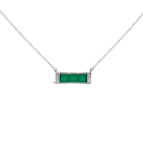 HAUS OF BRILLIANCE Sterling Diamond Accent And Green Agate Pendant Necklace - Silver