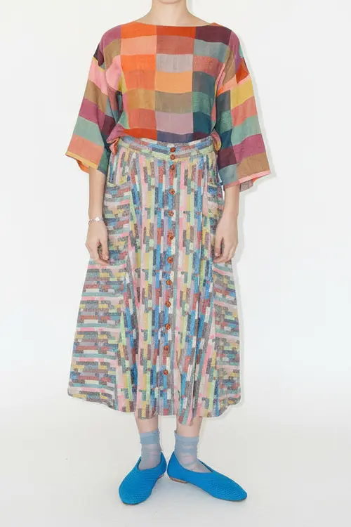 Ace & Jig Gertie Skirt Button Front Midi Skirt - Scribble