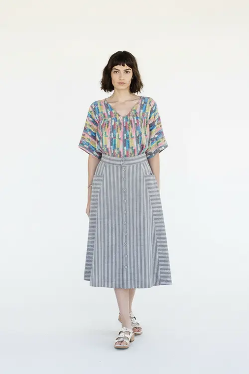 Ace & Jig Gertie Button Front Midi Skirt - Scribble