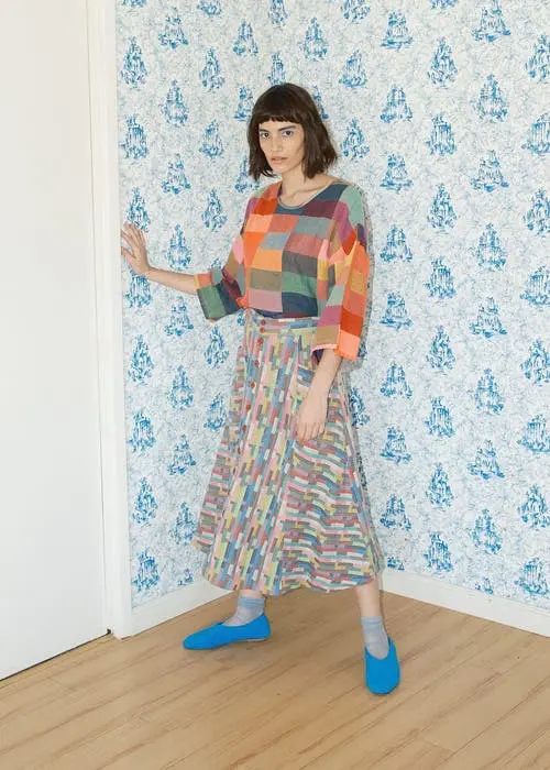 Ace & Jig Gertie Button Front Midi Skirt - Scribble