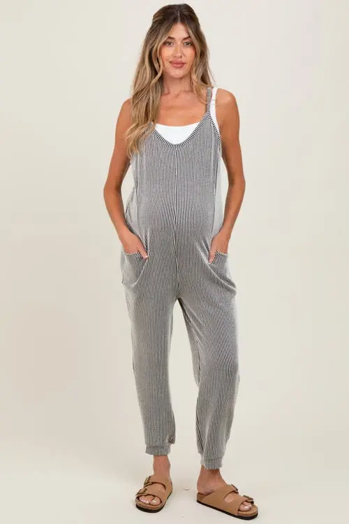 PINKBLUSH Ribbed Sleeveless Jumpsuit - Black