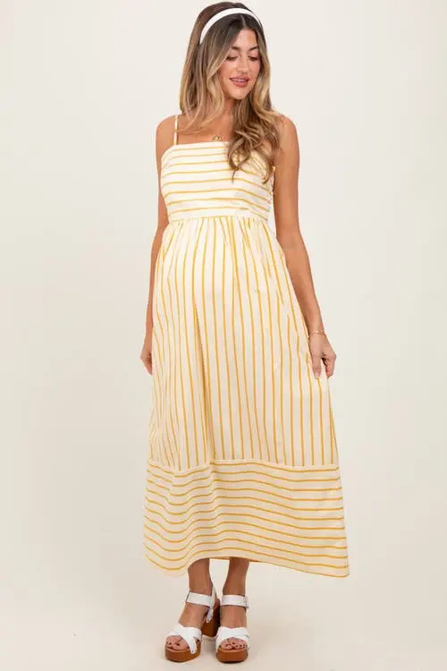 PINKBLUSH Striped Sleeveless Maxi Dress - Yellow