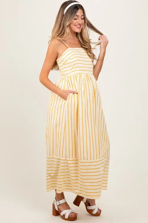 PINKBLUSH Striped Sleeveless Maxi Dress