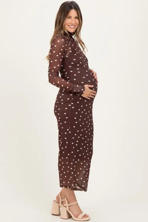 PINKBLUSH Polka Dot Mesh Overlay Midi Dress