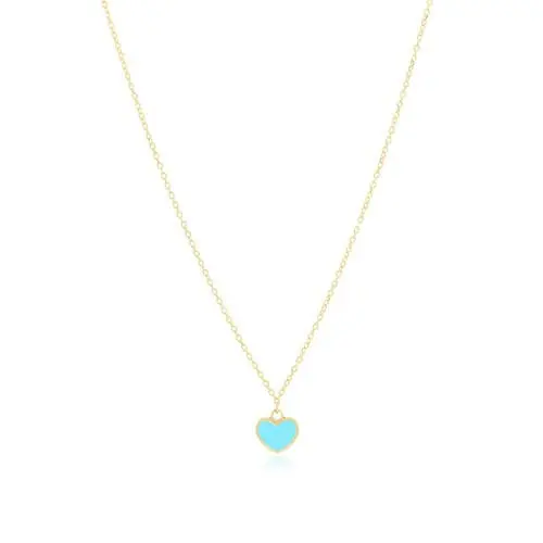 THE LOVERY FINE JEWELRY Mini Single Heart Necklace - Turquoise