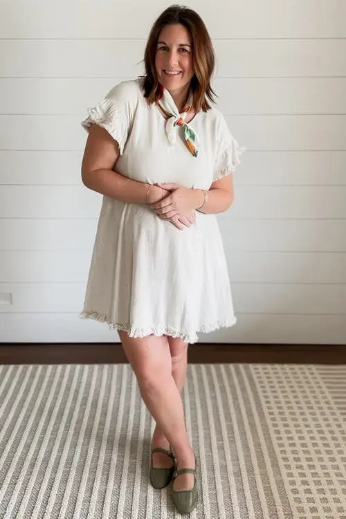 PINKBLUSH Linen Maternity Dress With Fringe Detailing