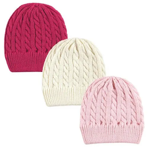 HUDSON BABY Knitted Beanie 3-pack - Pink Cream