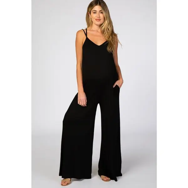 PINKBLUSH Cross Back Wide Leg Jumpsuit - Black