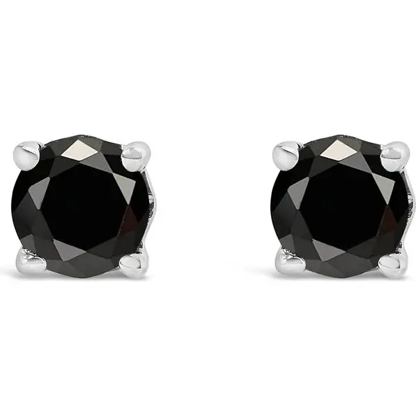 HAUS OF BRILLIANCE 925 Sterling 1/4 Cttw Black Diamond Stud Earrings - Silver