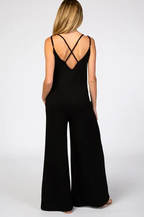 PINKBLUSH Cross Back Wide Leg Jumpsuit