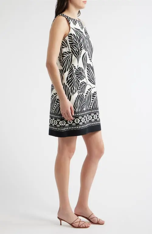 CECE DUPRAZ Printed A-line Linen-blend Mini Dress - Ivory Multi