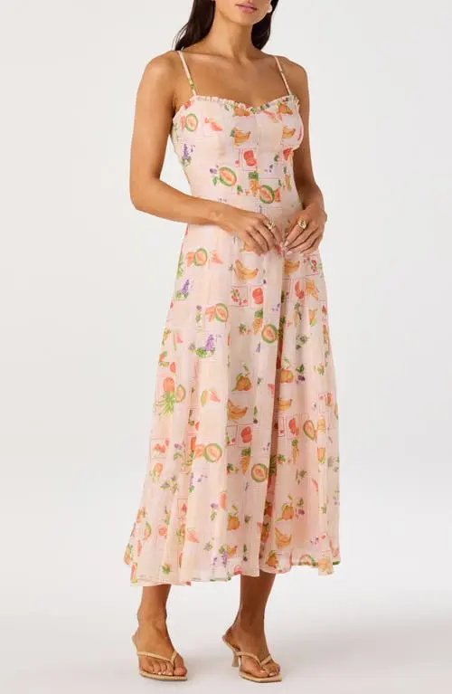 Astr The Label Jaylynn Ruffle Seamed Dress - Pink Fruit Multi