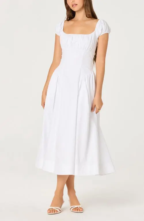 Astr The Label Adilene Cap-sleeve Midi Dress - White
